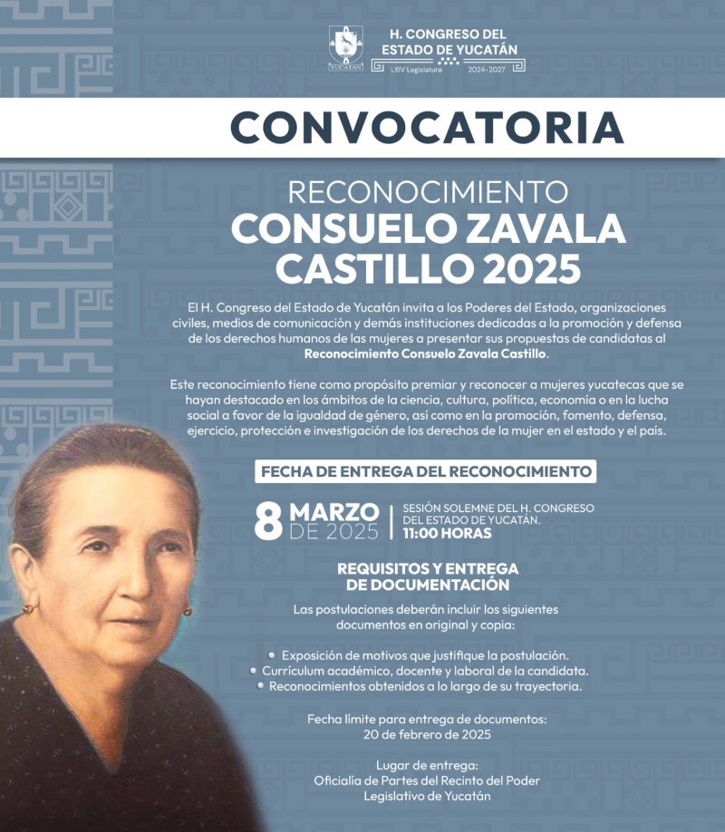 Congreso de Yucatán abre convocatoria para reconocimiento Consuelo ...
